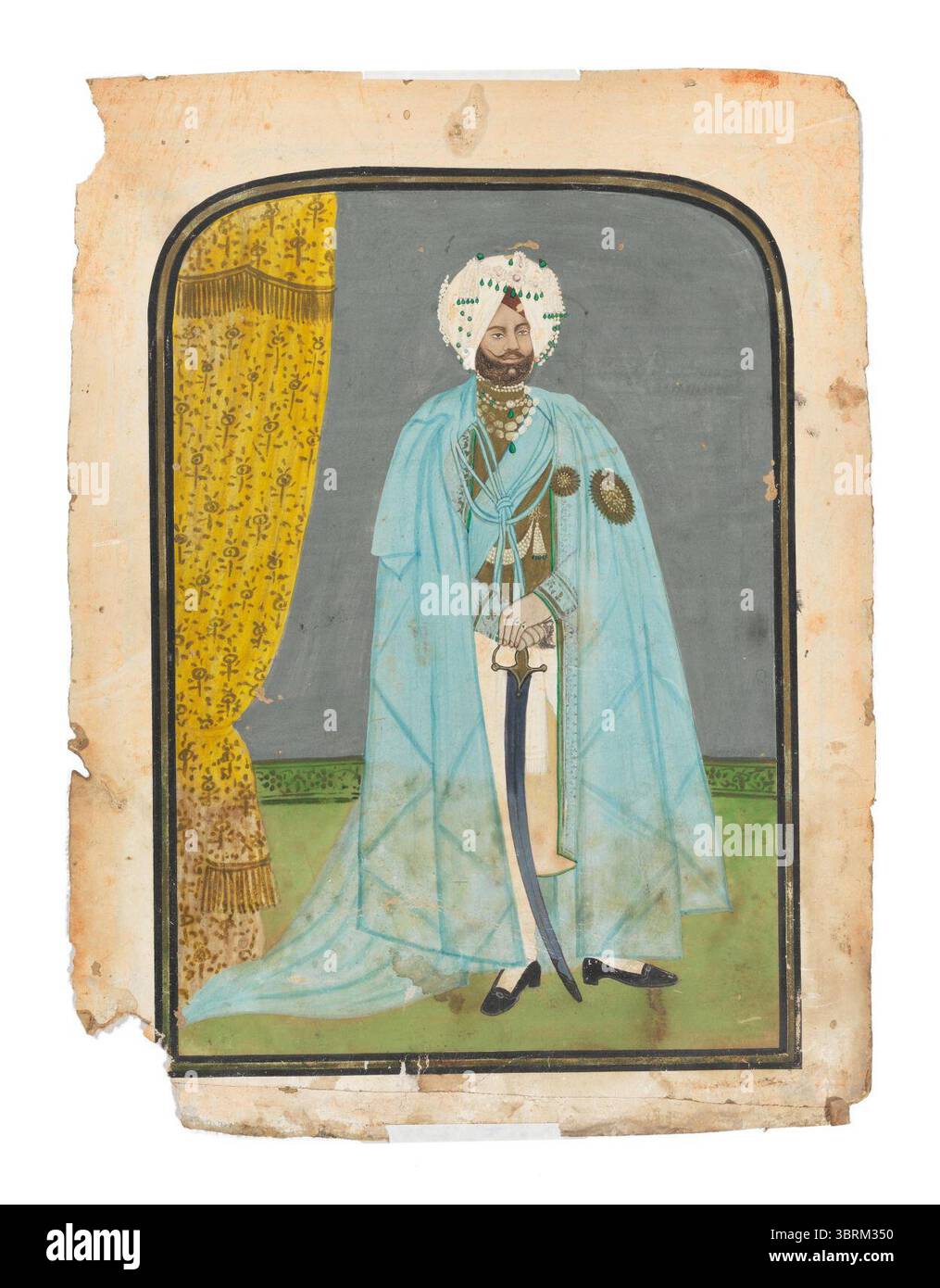 Maharaja Mahinder Singh of Patiala (reg. 1862-76) standing in an ...