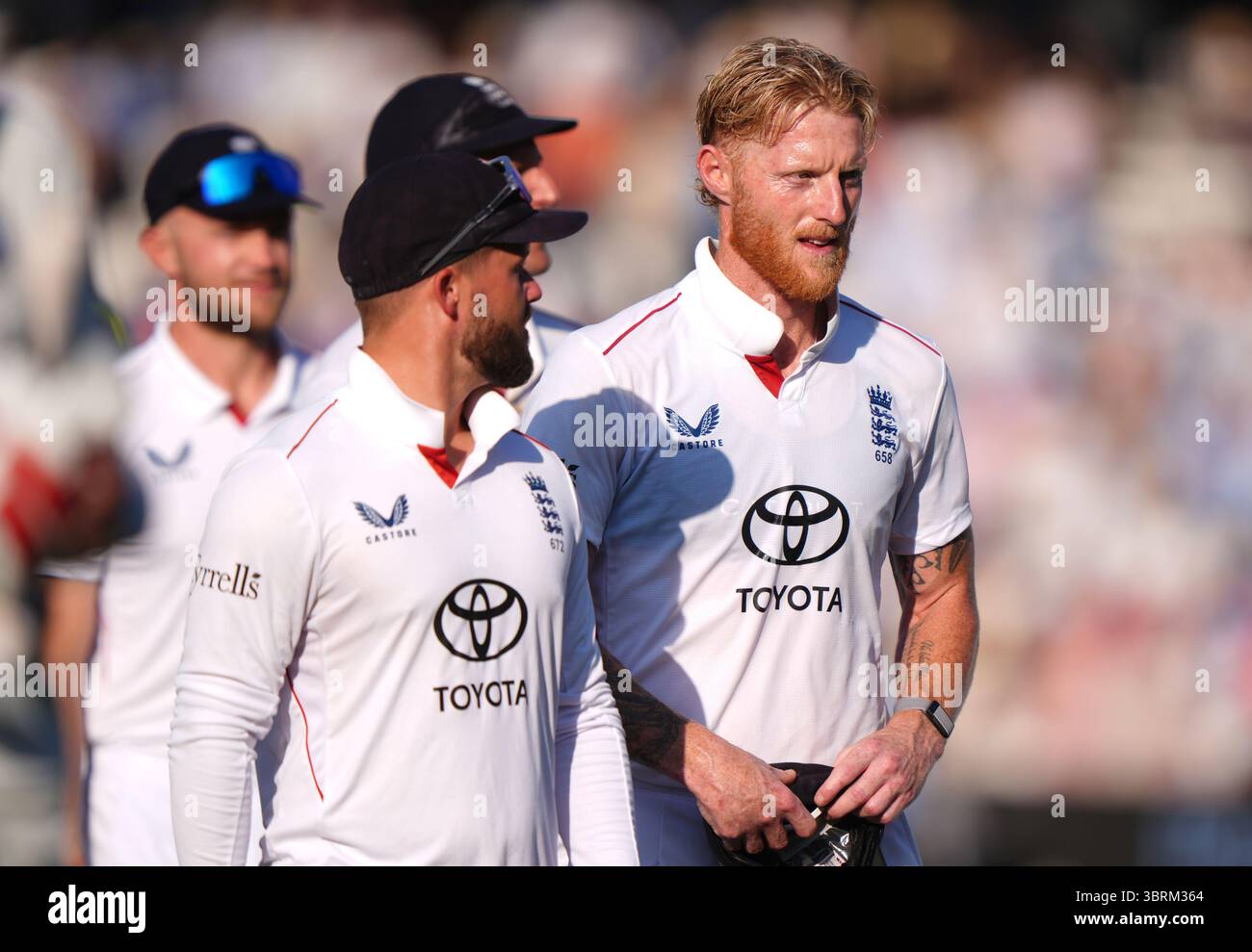England's Ben Stokes (right) following day four of the Third Rothesay ...
