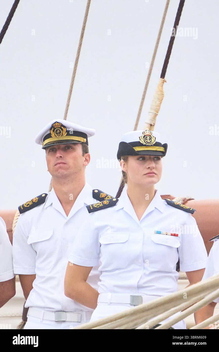 Crown Princess Leonor arrives onboard of Juan Sebastian de Elcano at ...