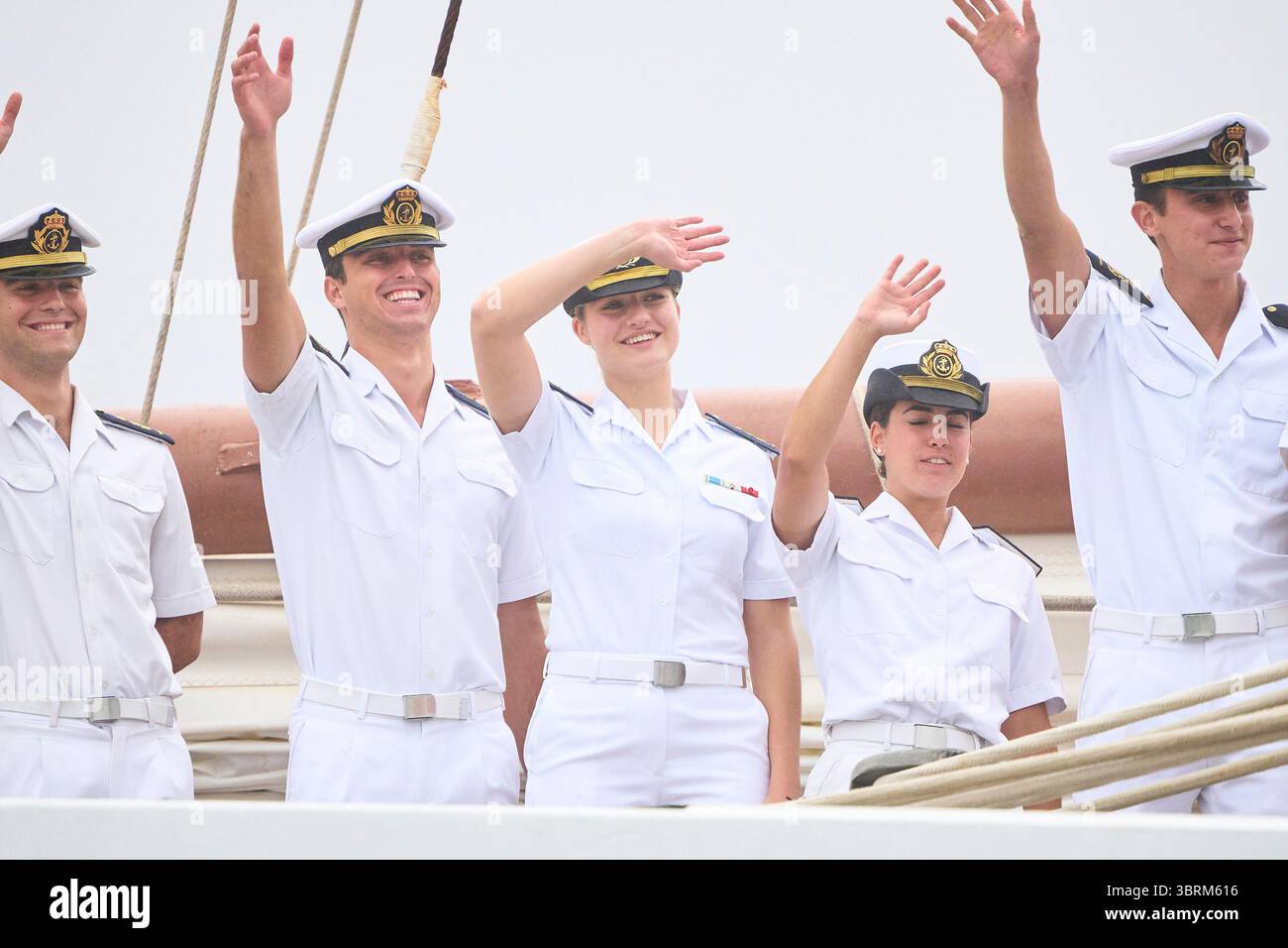 Crown Princess Leonor arrives onboard of Juan Sebastian de Elcano at ...