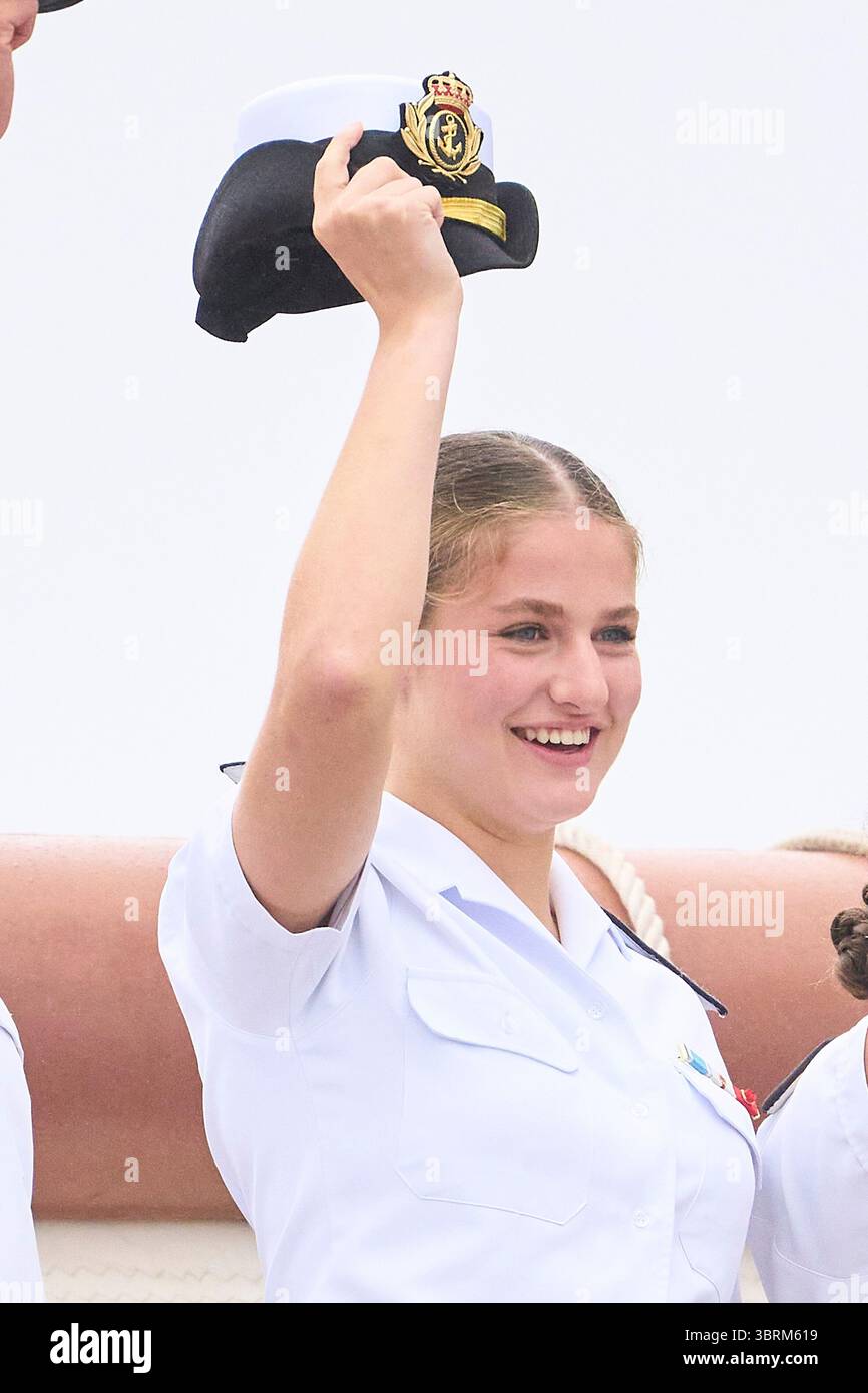 Crown Princess Leonor arrives onboard of Juan Sebastian de Elcano at ...