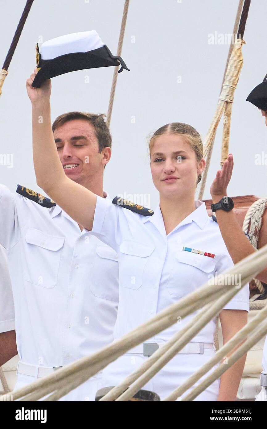 Crown Princess Leonor arrives onboard of Juan Sebastian de Elcano at ...