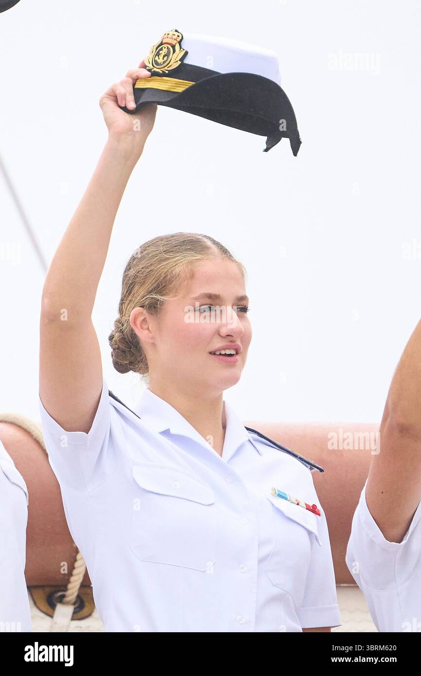 Crown Princess Leonor arrives onboard of Juan Sebastian de Elcano at ...