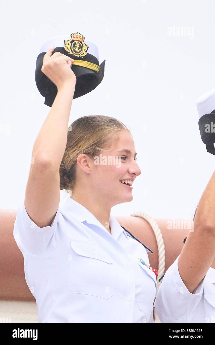 Crown Princess Leonor arrives onboard of Juan Sebastian de Elcano at ...