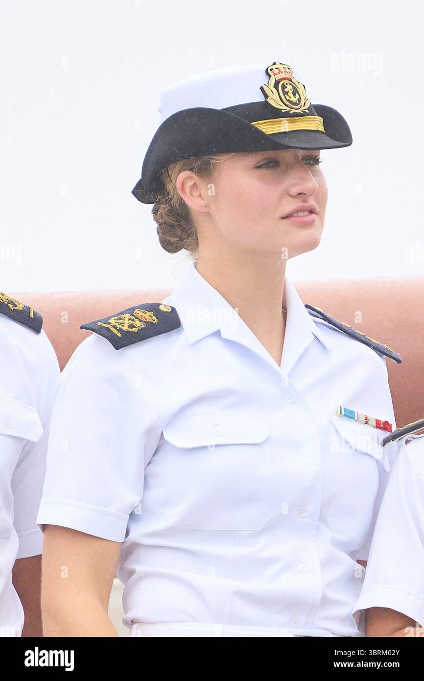 Crown Princess Leonor arrives onboard of Juan Sebastian de Elcano at ...