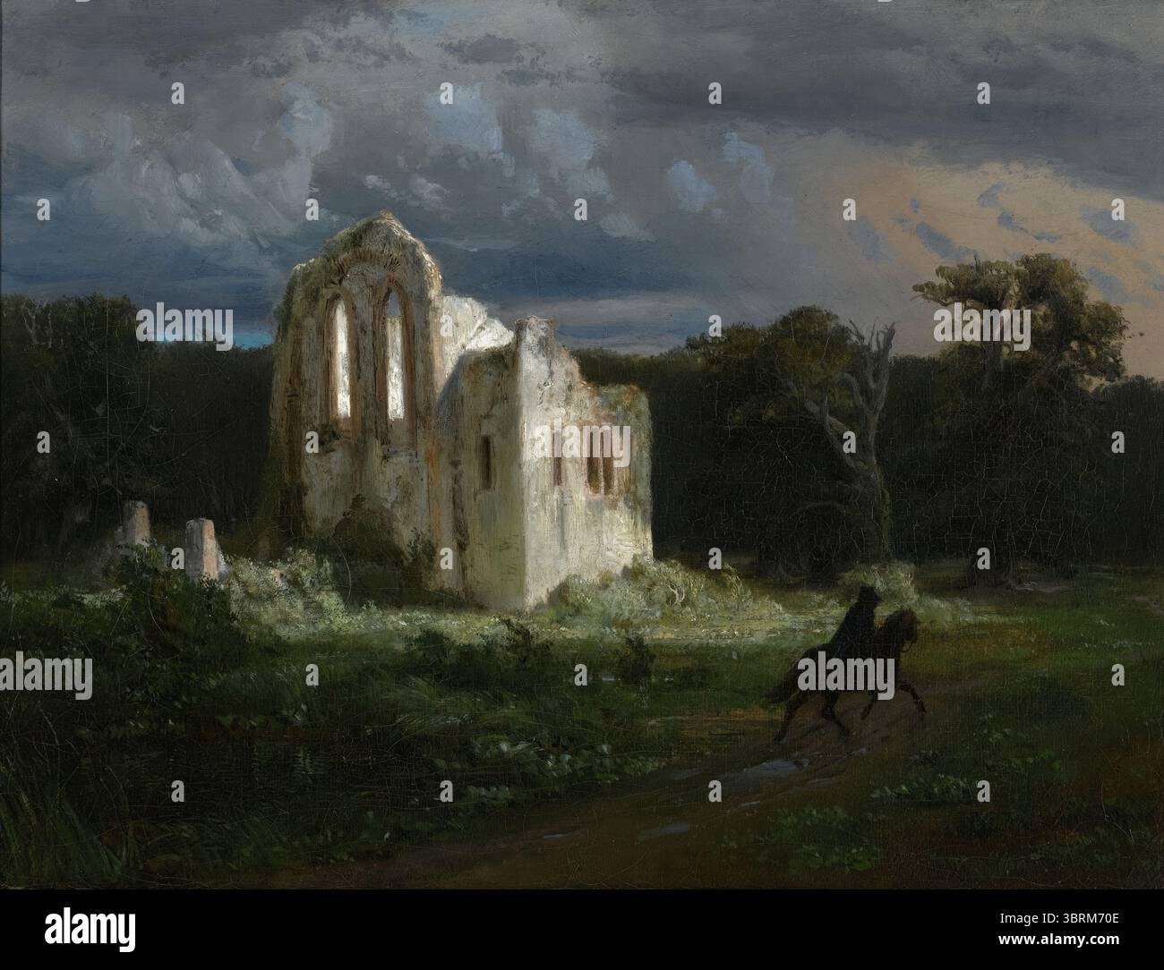 Moonlit landscape. Arnold Bocklin. 1849 Stock Photo - Alamy