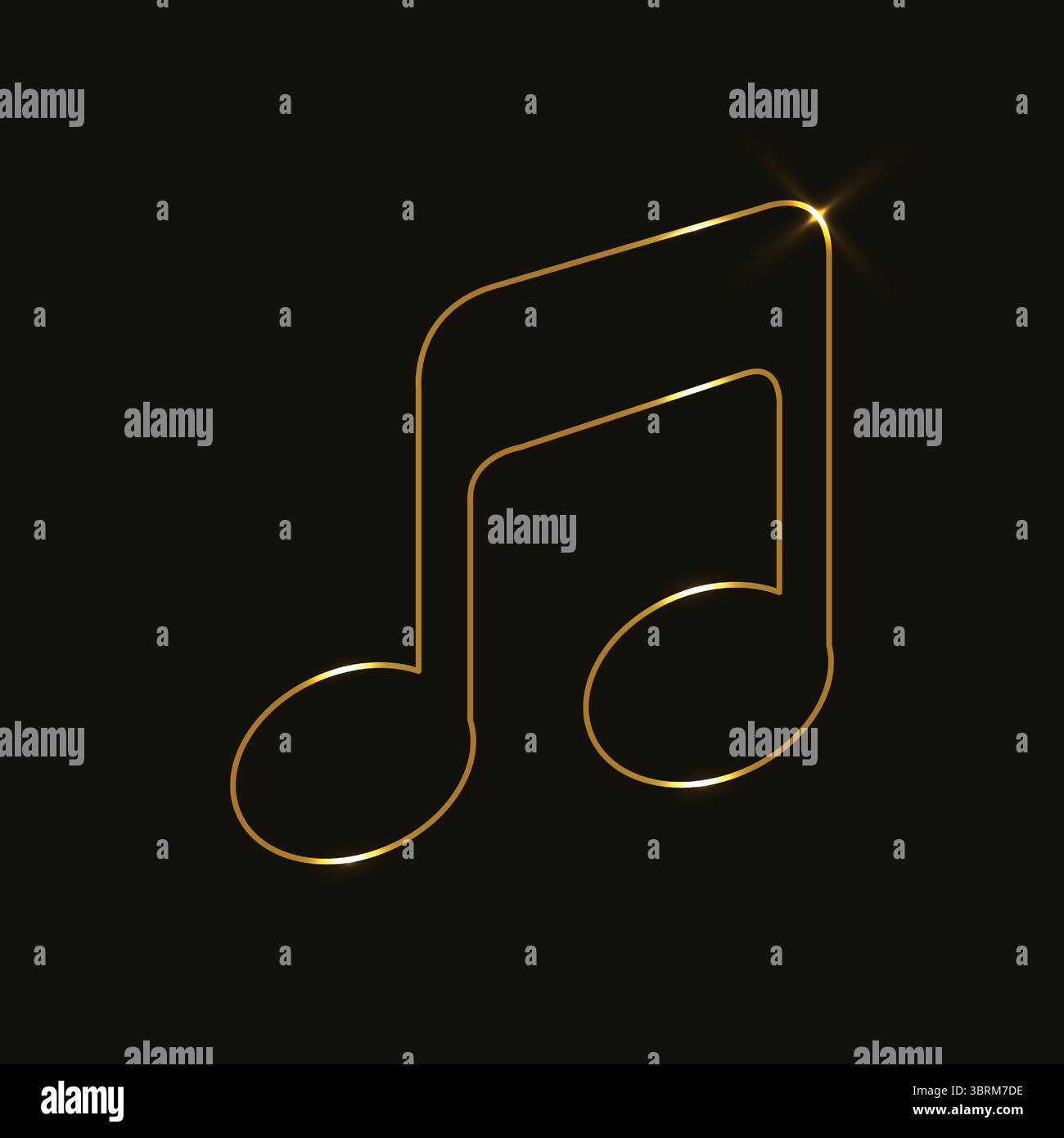 Golden music note vector. Elegant music logo art. Glowing note line art ...
