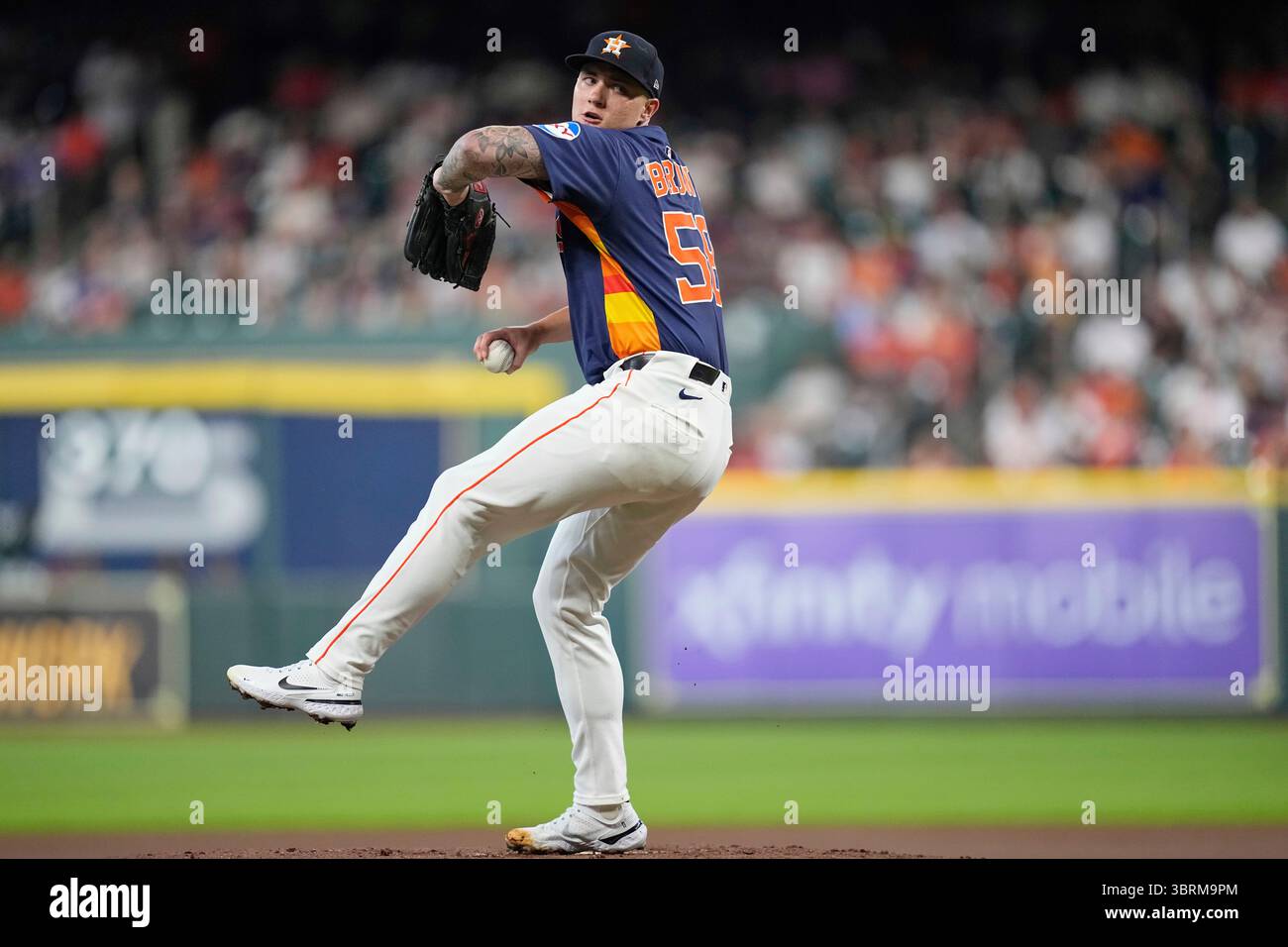 Houston Astros Starting Pitcher Hunter Brown Throws Against The Texas