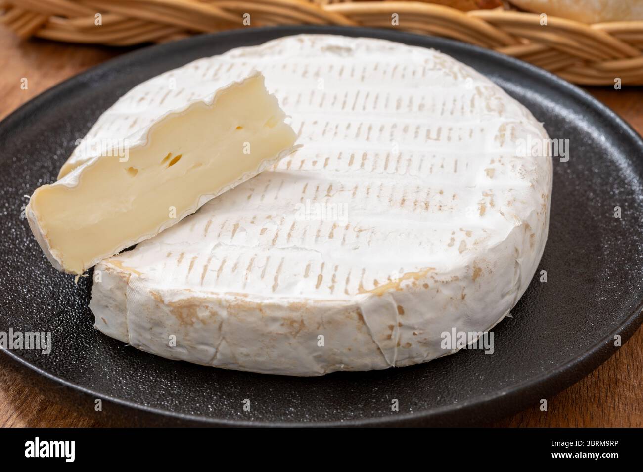 French soft cheeses collection, brie or le gourmand creamy cow's milk ...