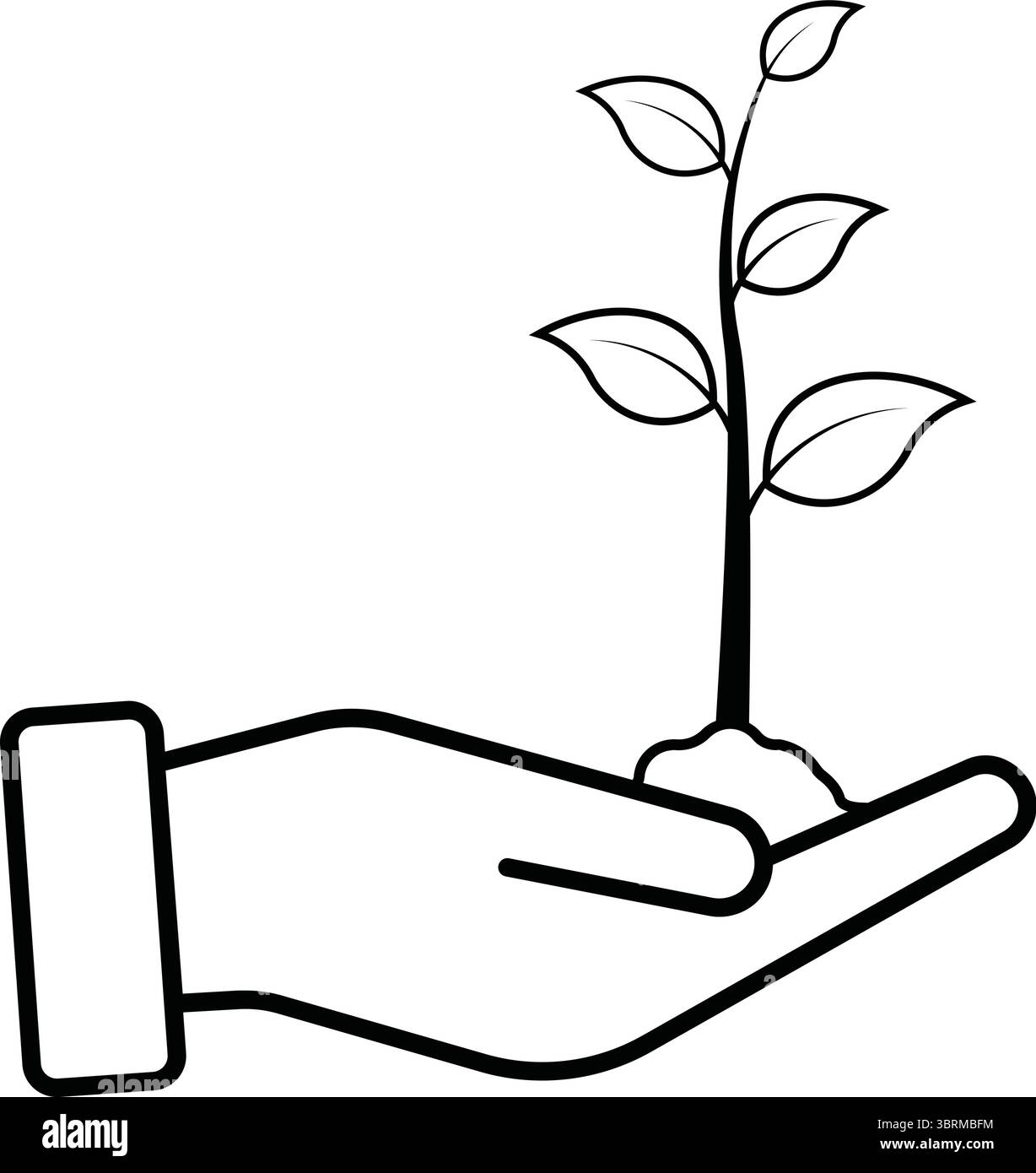 Soil plant icon flat Black and White Stock Photos & Images - Alamy