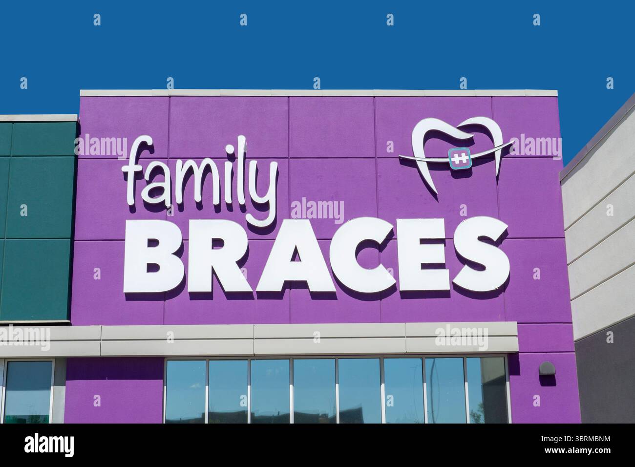 CALGARY, CANADA - MAY 30, 2025: Storefront of Family Braces in Calgary, a locally owned ...