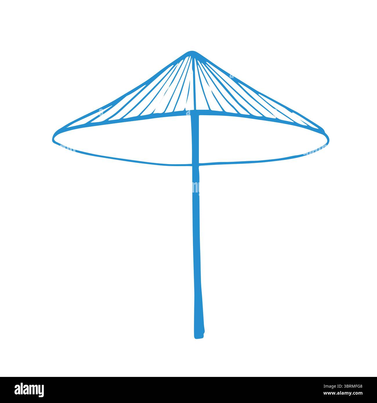 Blue beach umbrella in doodle style. Vacation vector hand drawn ...