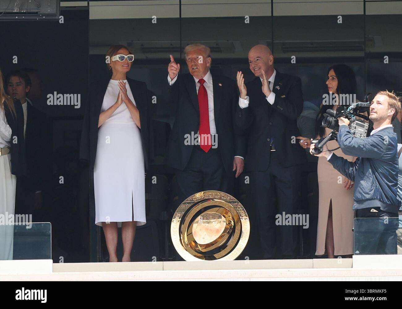 New Jersey, USA. 13th July, 2025. President Donald Trump (c) alongside ...