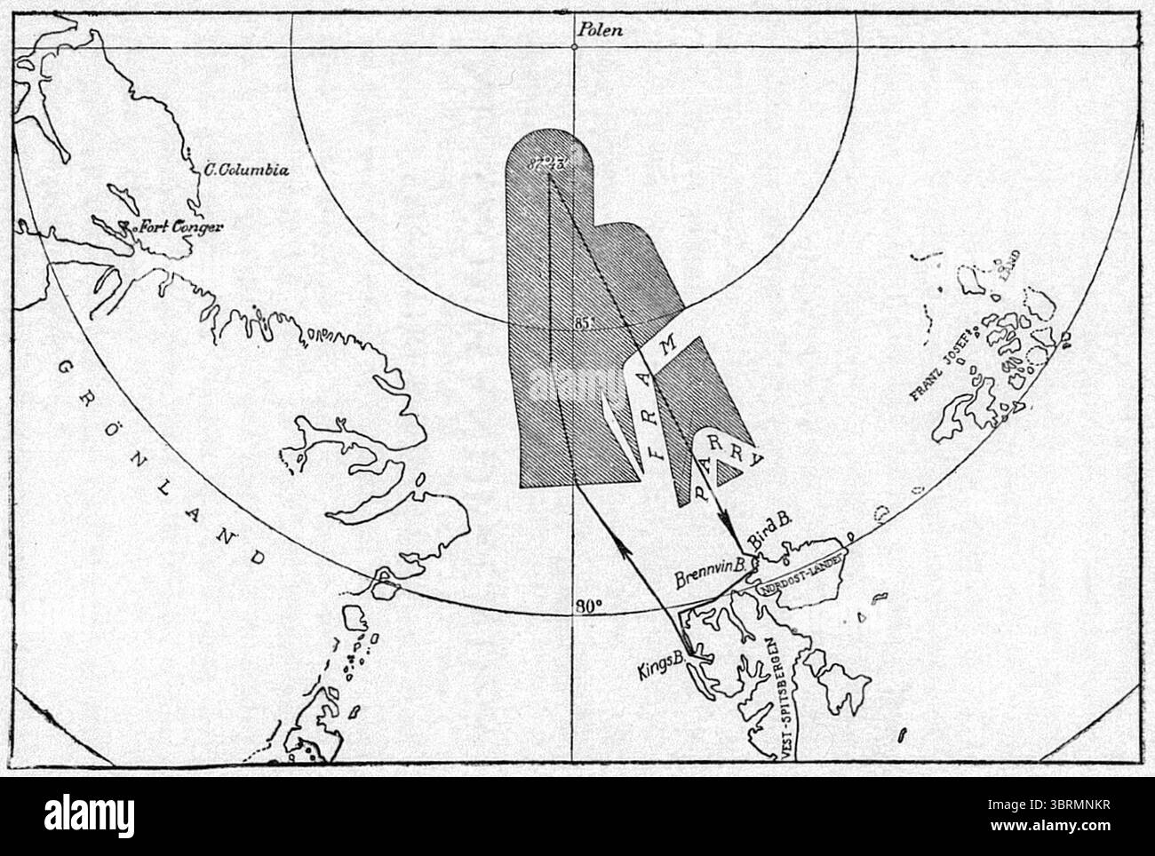 Map Amundsen Ellsworth Polar Flight Stock Photo - Alamy