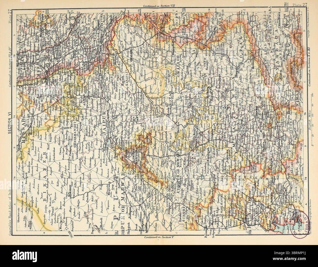 Map of Ajmer of the British Indian Empire, from the Constable's Hand Atlas of India (1893 Stock ...