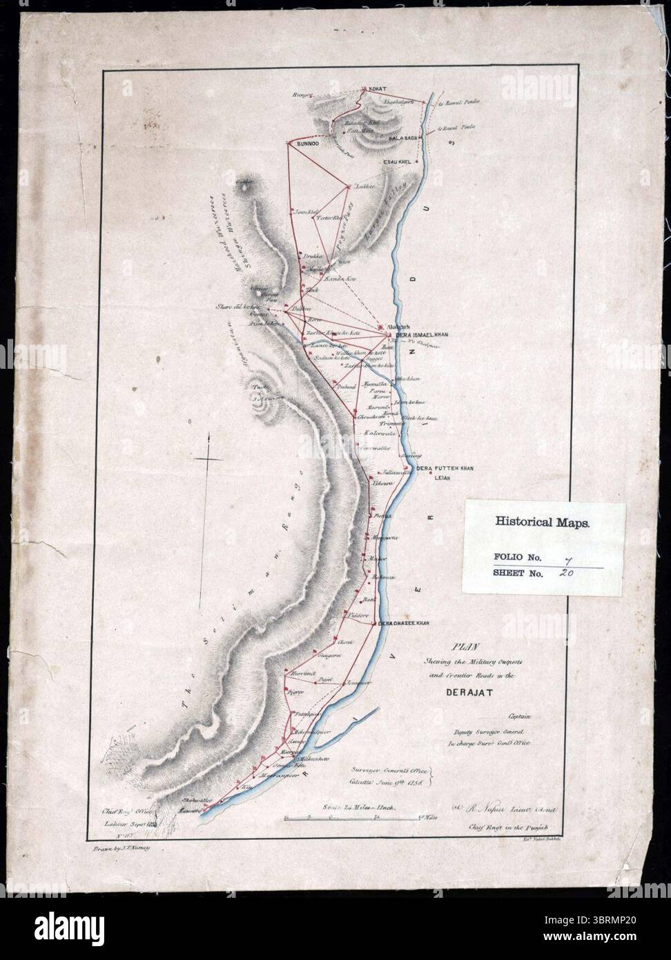 Map of a plan showing the military outposts and frontier roads in ...