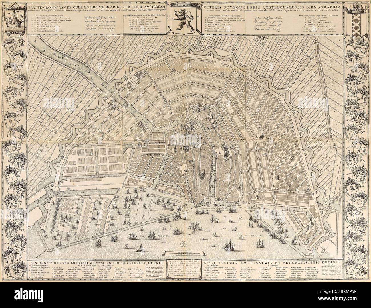 Map of Amsterdam with the new city extension c. 1730 edition Daniel ...