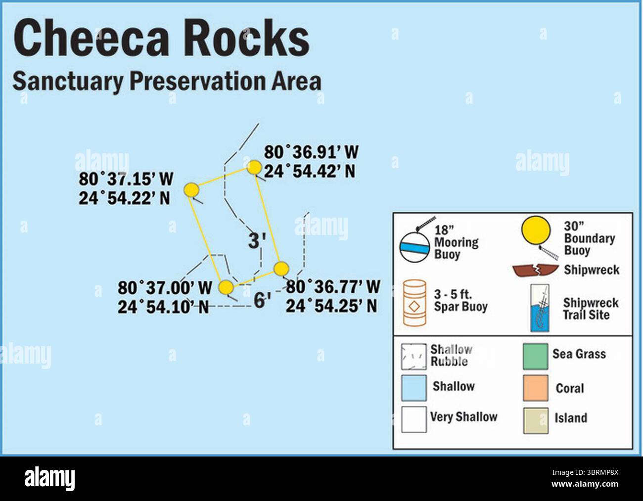 Map of Cheeca Rocks Sanctuary Preservation Area Stock Photo - Alamy