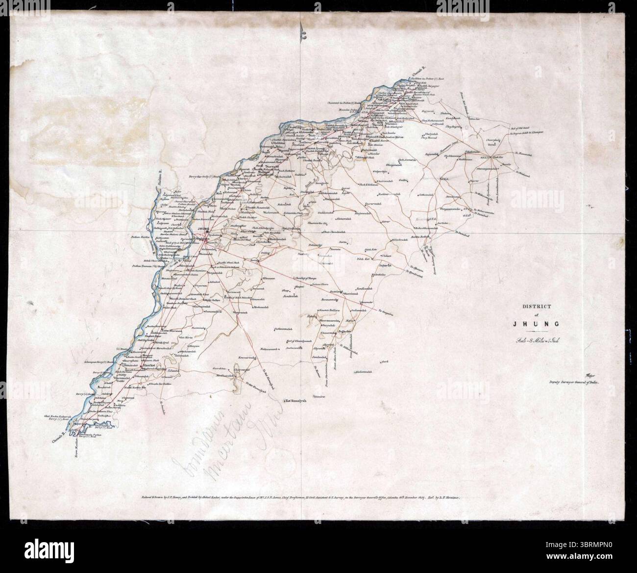 Map of Jhang District, reduced and drawn by J. P. Namey in 1859 (F.5-22 ...