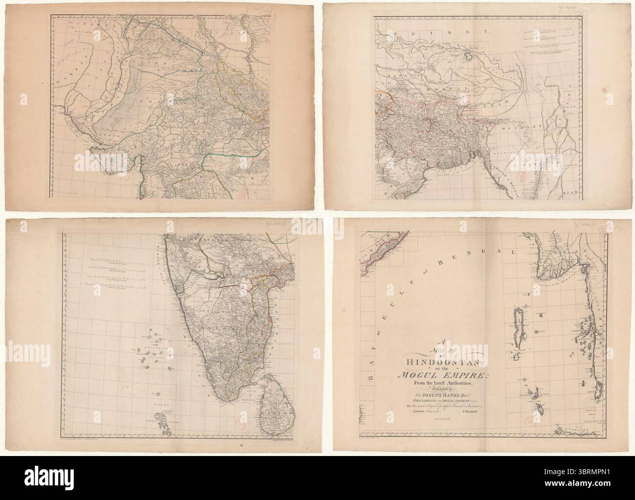 Map of India, by James Rennell, London, 1 January 1788 Stock Photo - Alamy