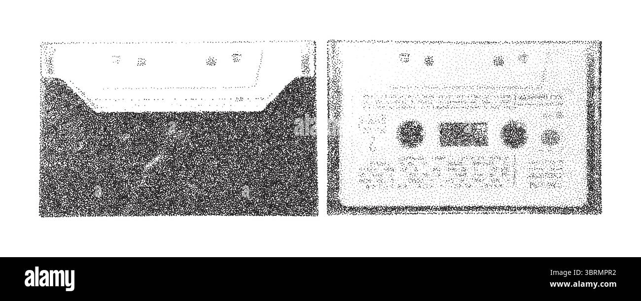 Risograph Print with Photocopy Effect Featuring Retro Tape Audio ...
