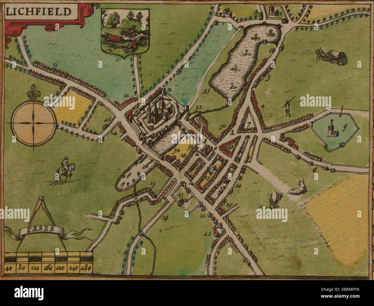 Map of Lichfield - John Speed map 1610 Stock Photo - Alamy