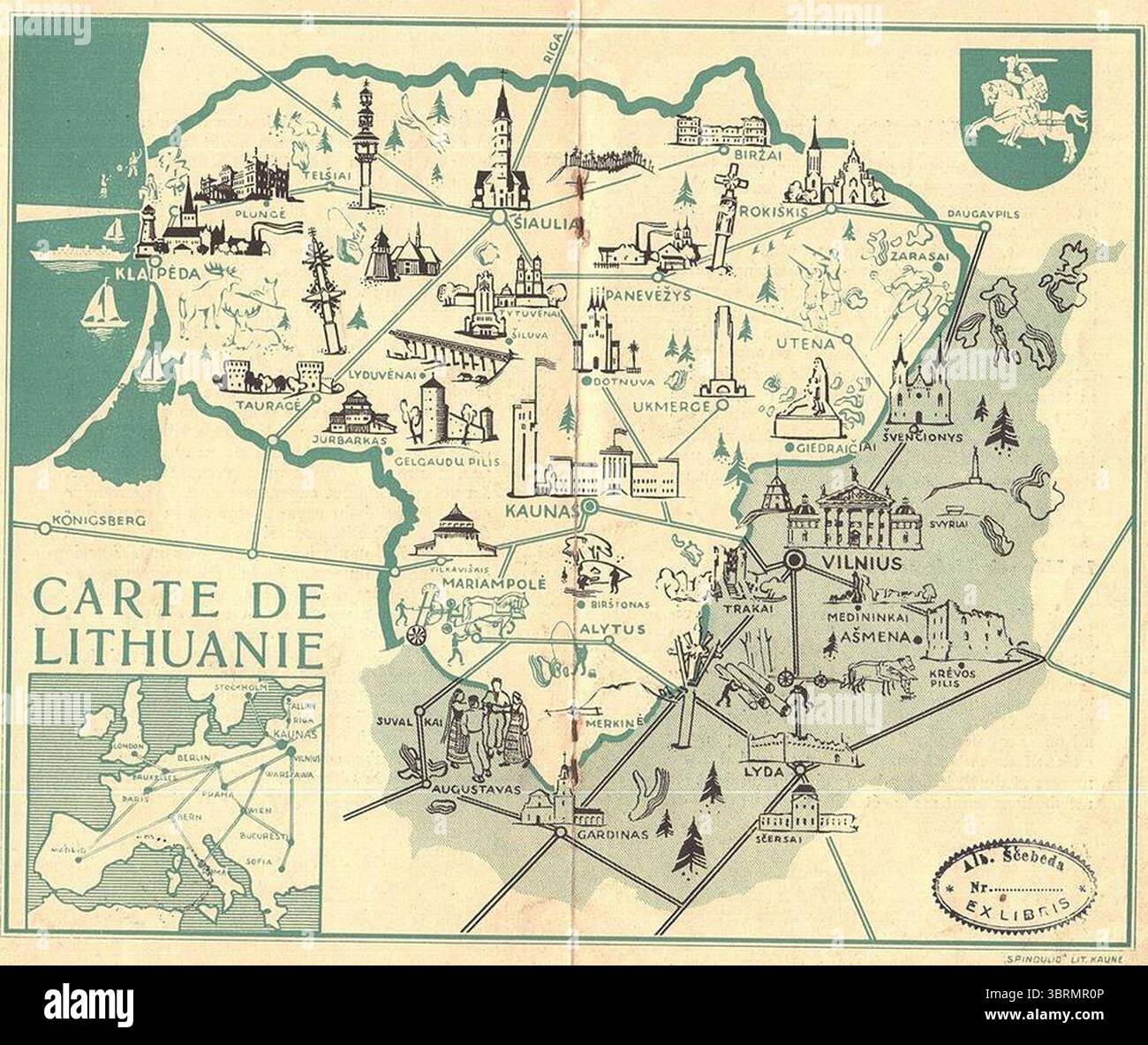Map of Lithuania (Carte de Lithuanie), with the territory occupied by ...
