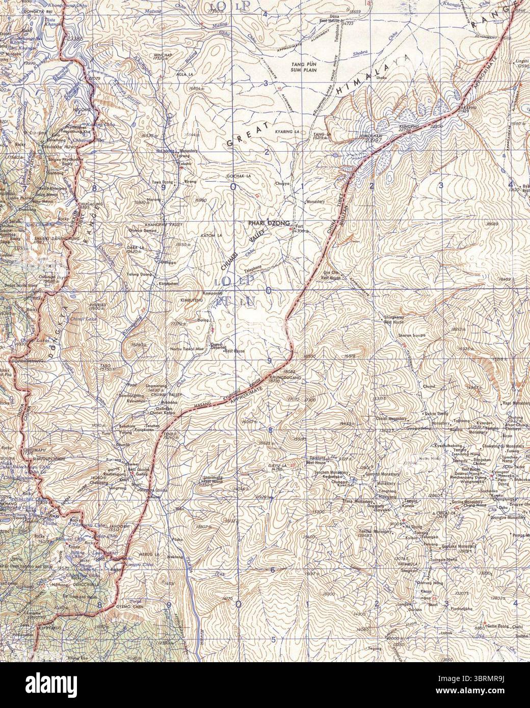 Map of Phari Dzong and Chumbi Valley, Tibet in 1963, from India and ...