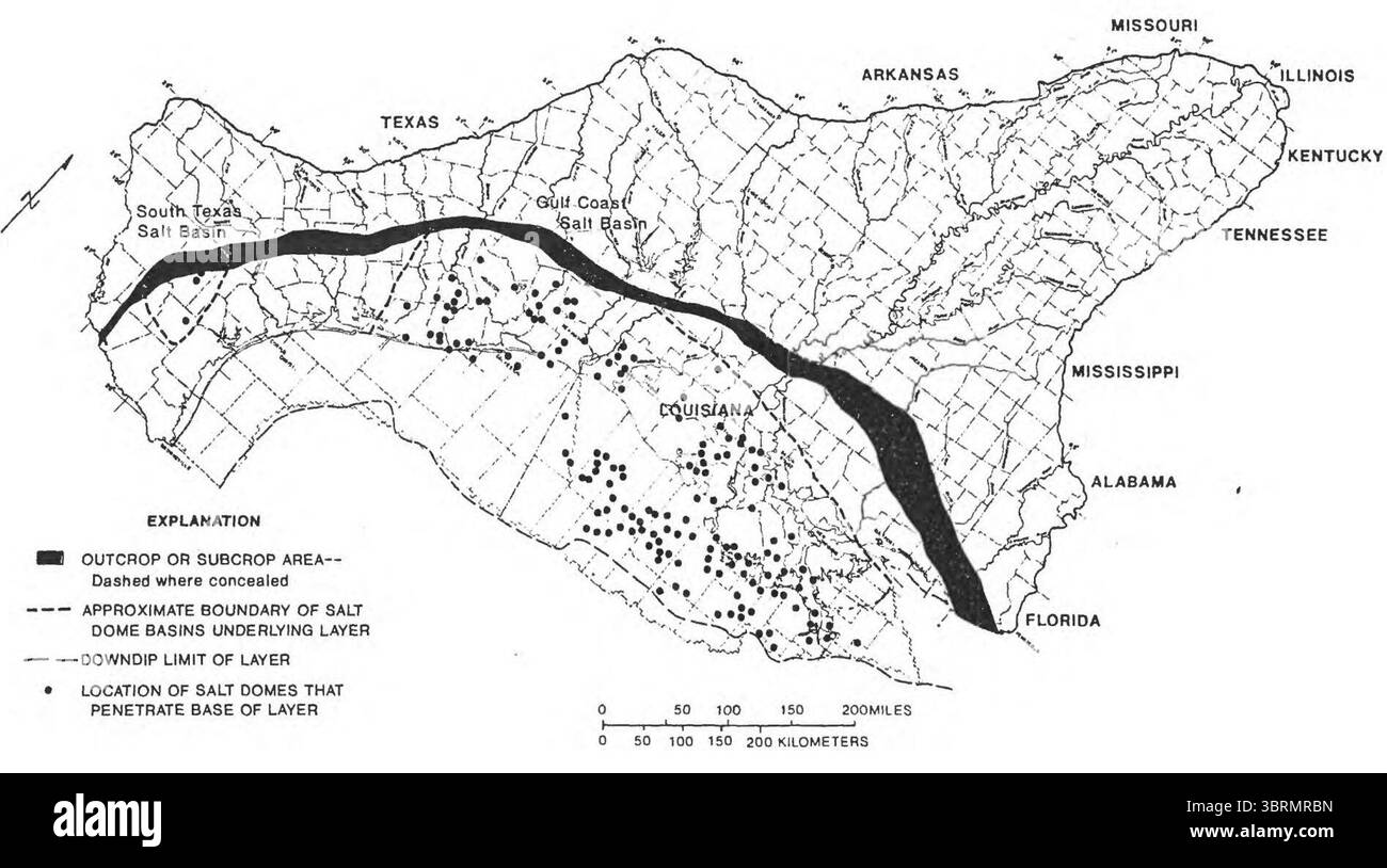 Map of salt domes in the gulf coastal plain Stock Photo - Alamy