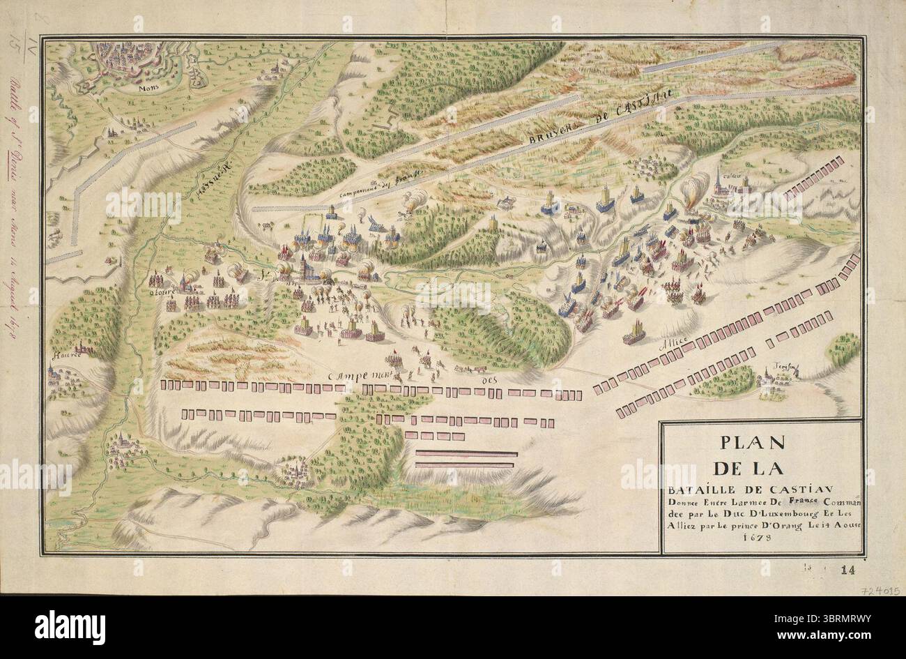 Map of the Battle of Saint-Denis 1678 Stock Photo - Alamy