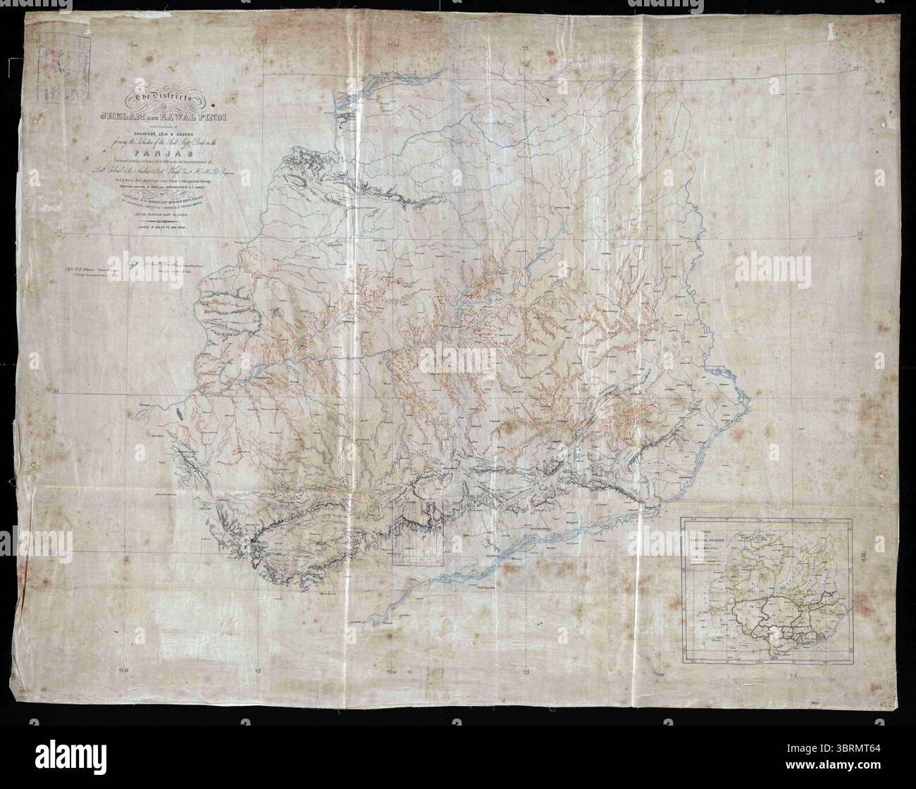 Map of the districts of Jhelum and Rawalpindi, with portions of Shahpur ...