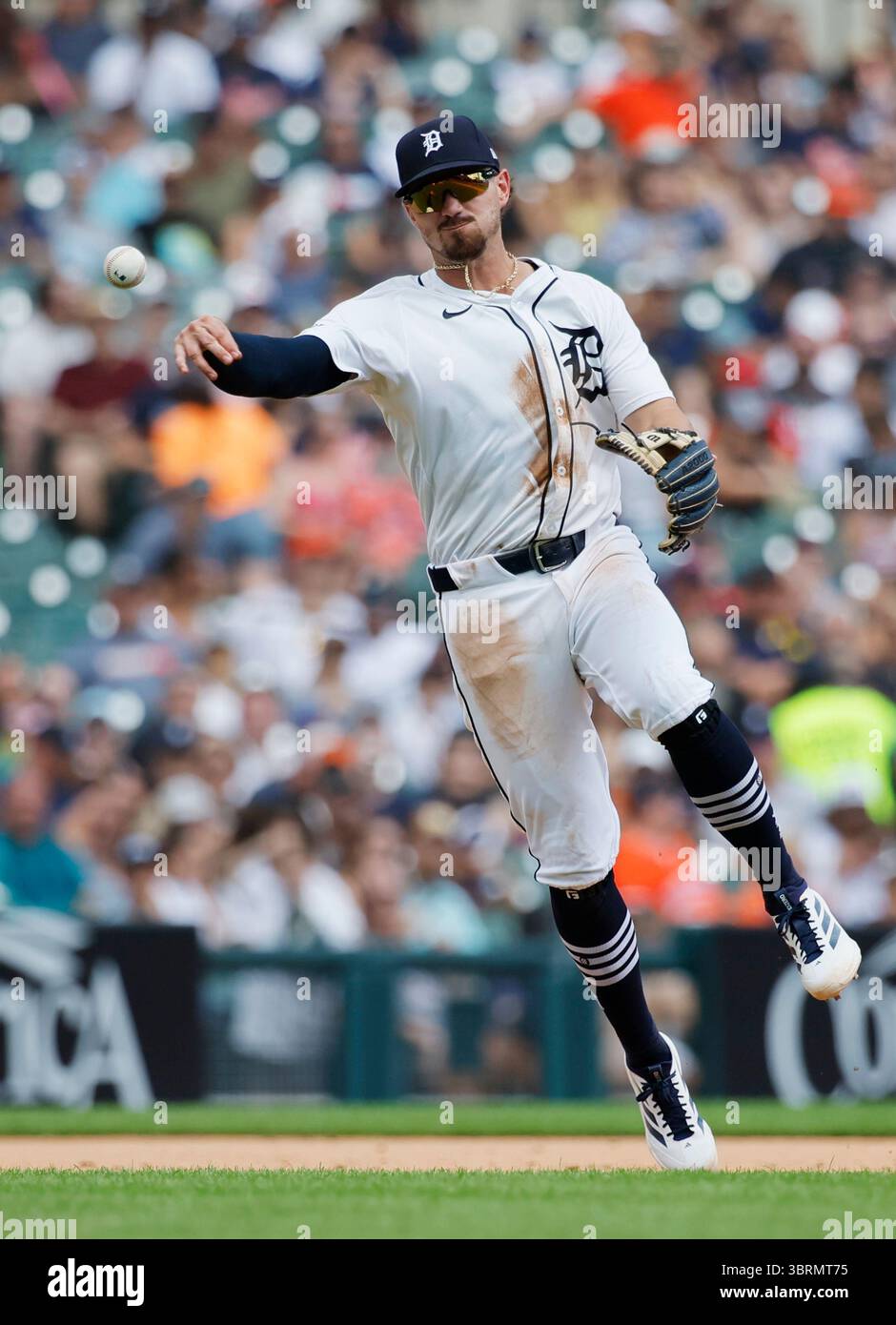Detroit Tigers third baseman Zach McKinstry throws out Seattle Mariners ...
