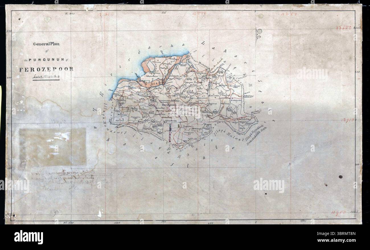 Map of the general plan of the pargana of Firozpur, by William Brown ...