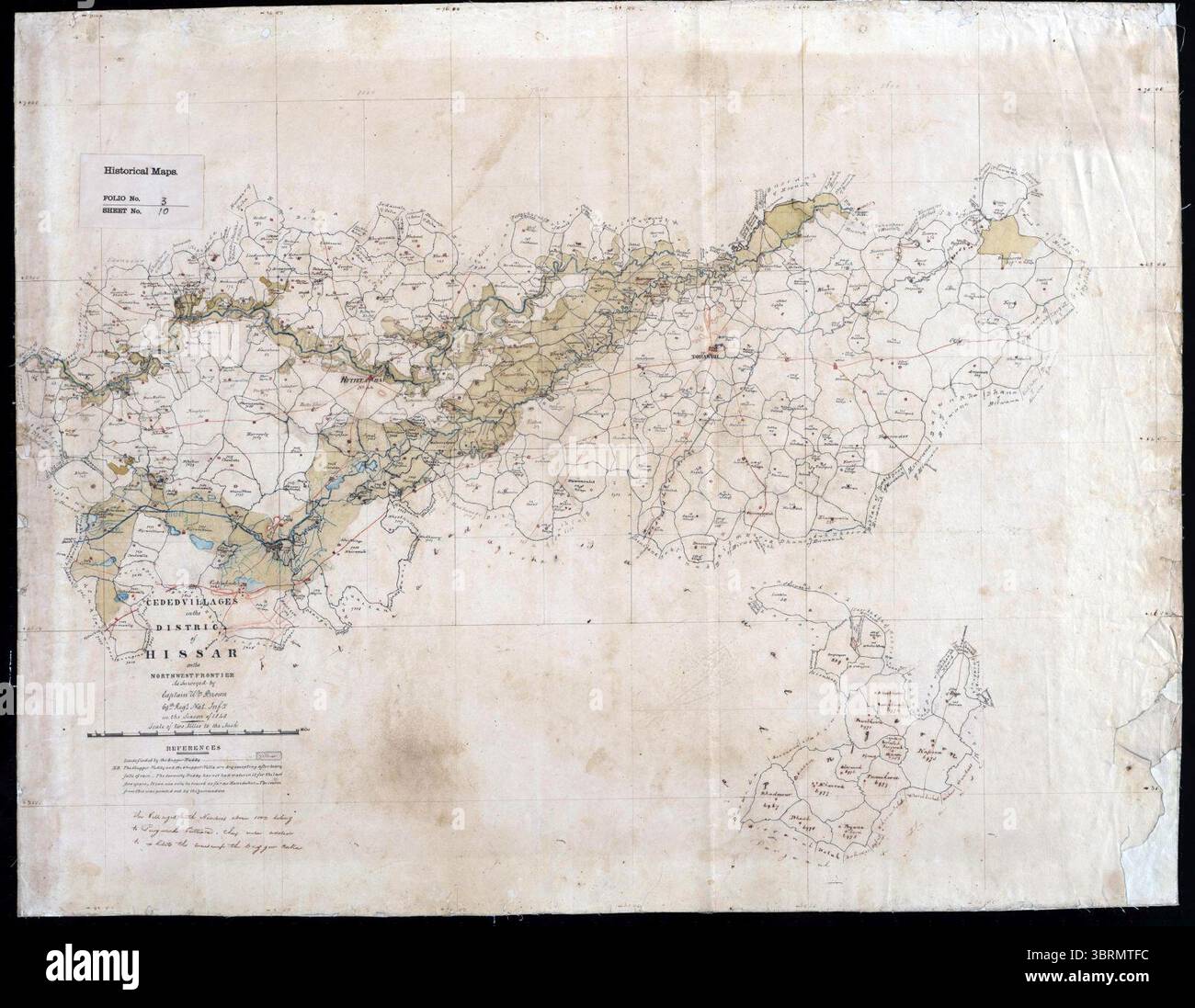 Map of the plan of the ceded villages in Hisar District on the North ...