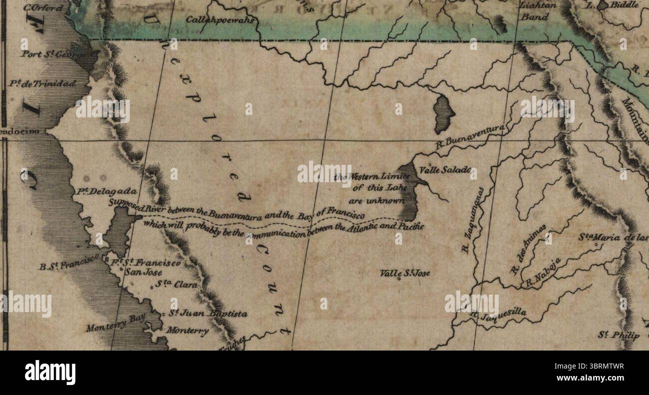 Map of the United States 1823 (cropped to imagined Buenaventura River ...