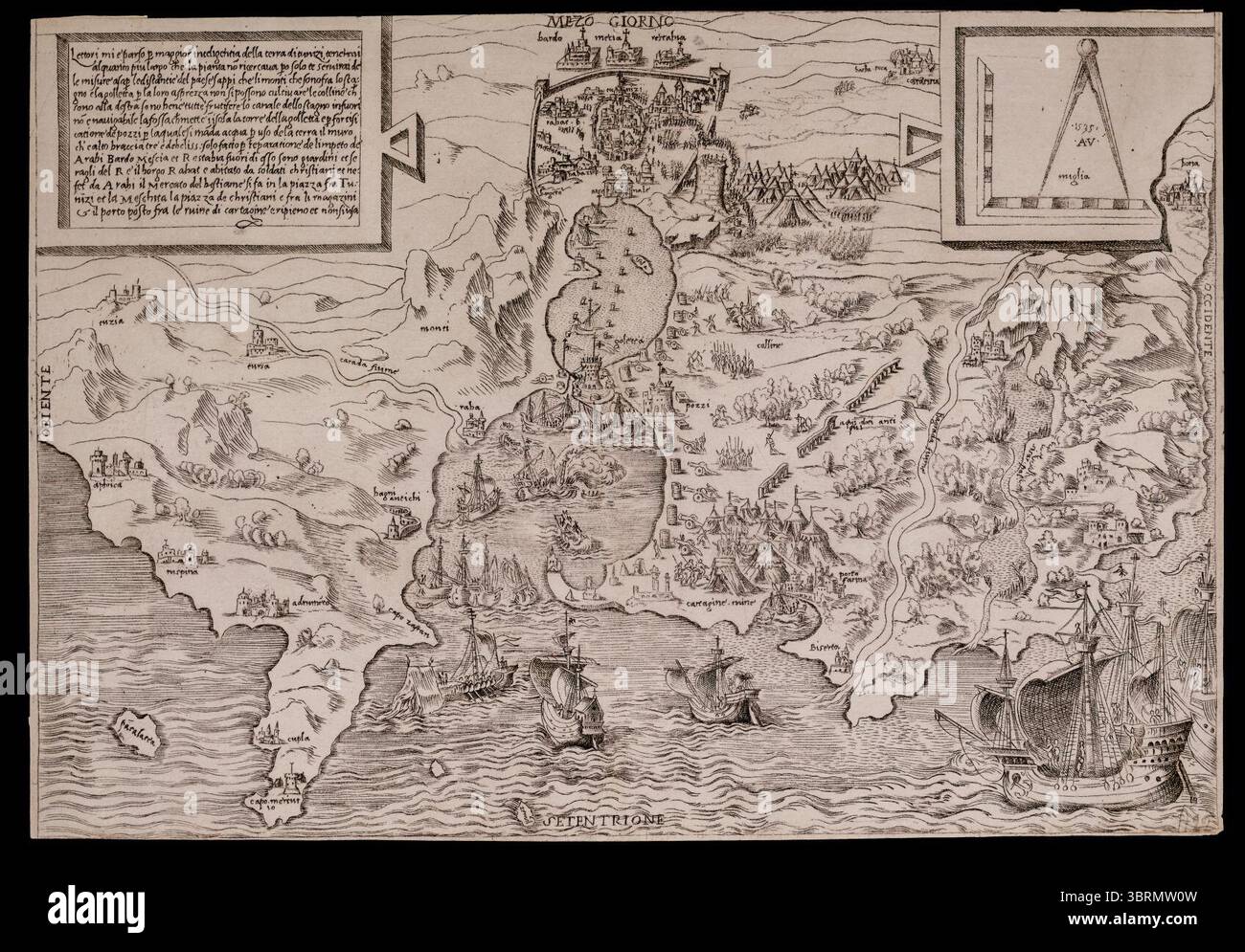 Map of Tunis and La Goulette in Tunisia, 1535 Stock Photo - Alamy