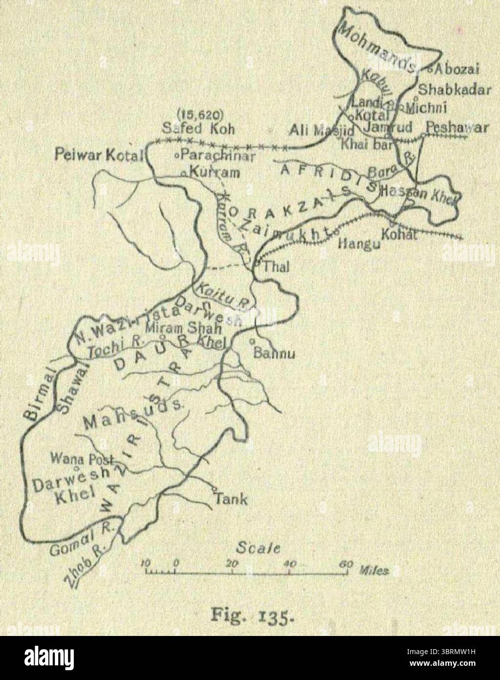 Map of Tribal Territory in the western part of the North-West Frontier ...