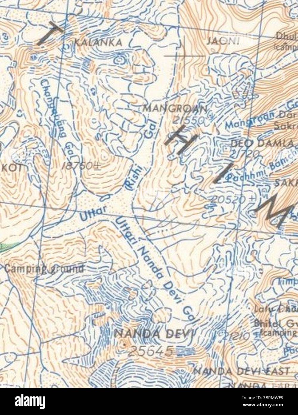 Map, Uttari Nanda Devi Glacier Stock Photo - Alamy