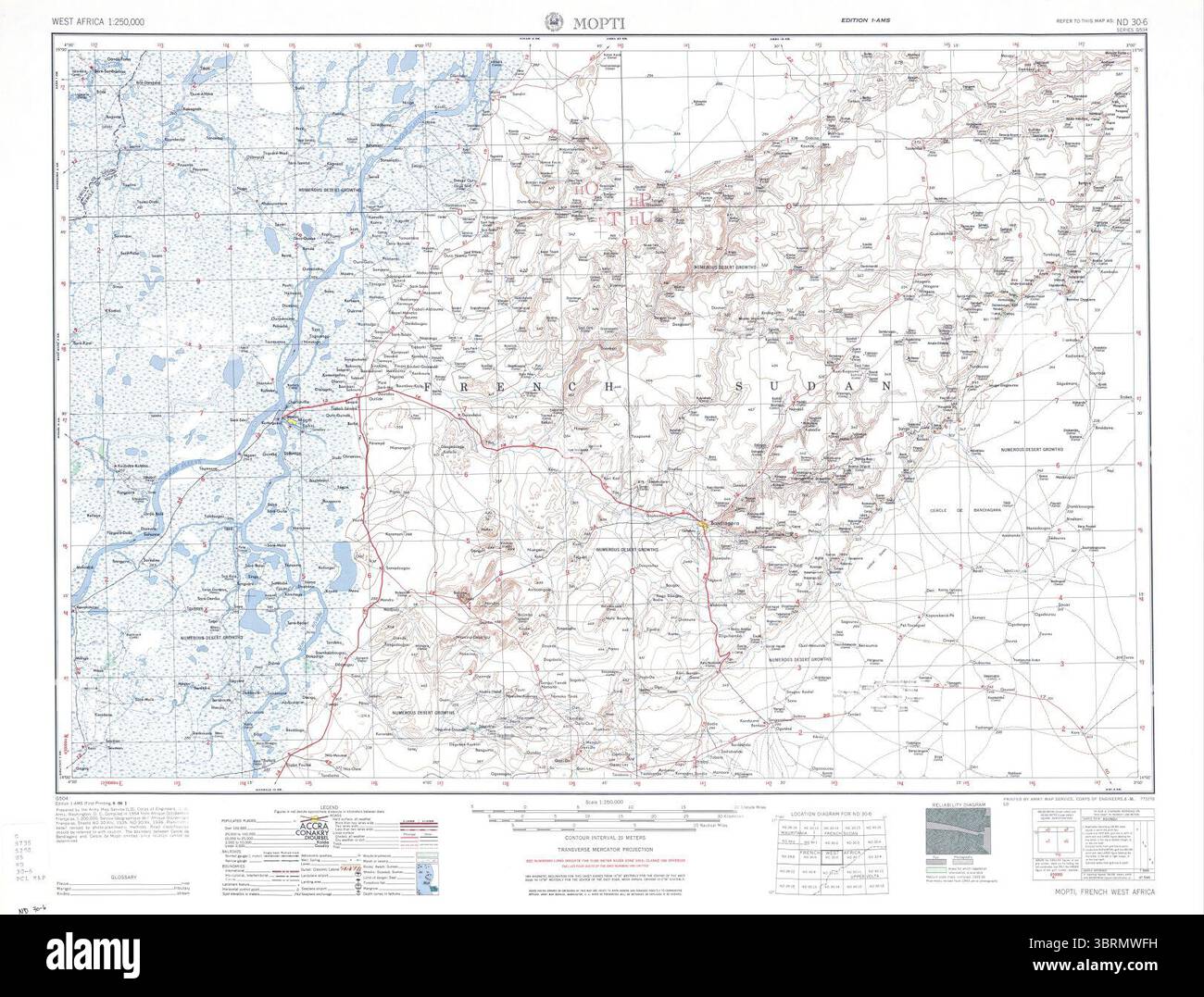 Map West-Africa 1 250,000 Mopti - ND-306 Series G504 Edition 1-AMS - U ...