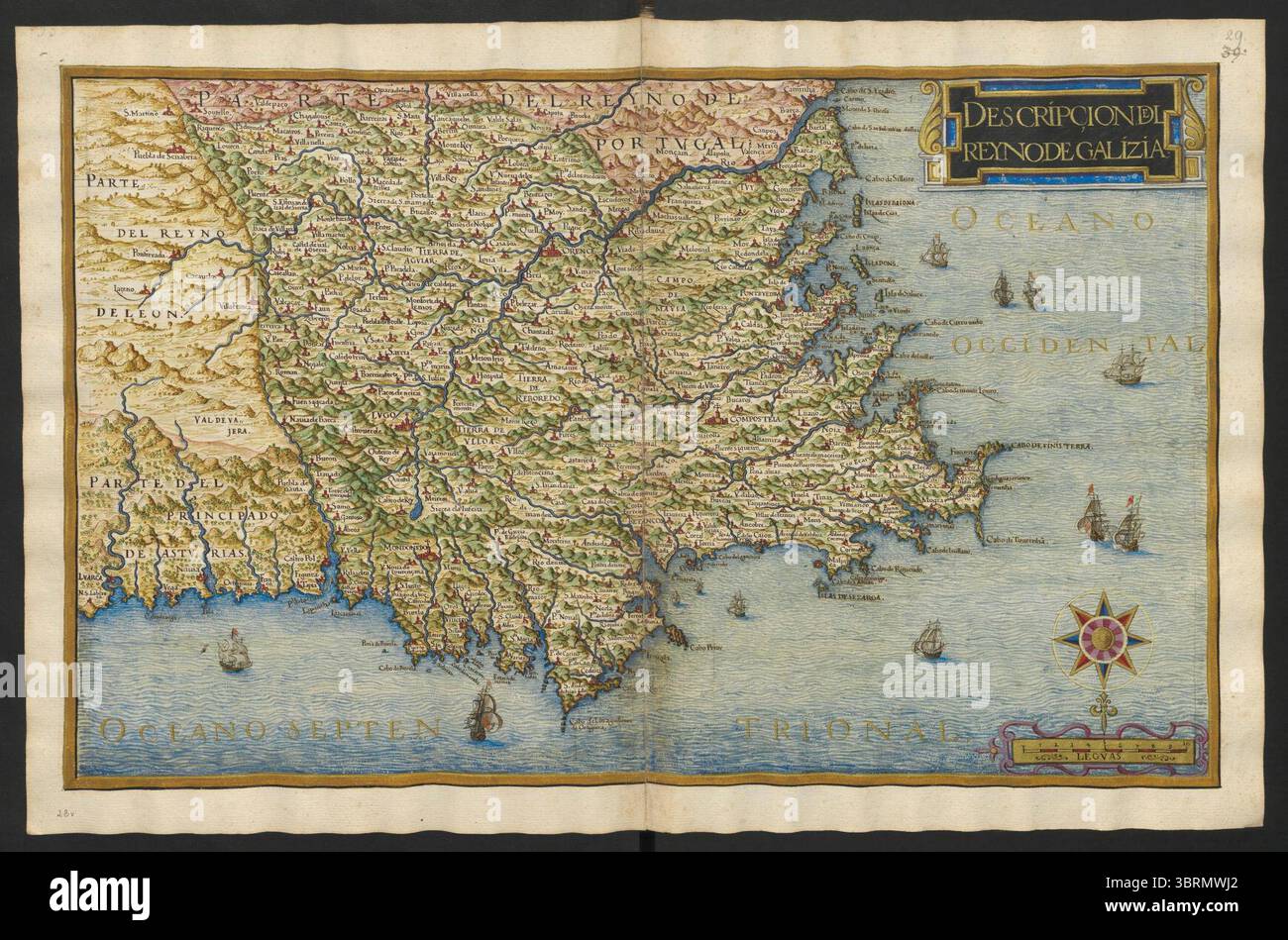 Mapa da Galiza no atlas de Pedro Teixeira (1634 Stock Photo - Alamy