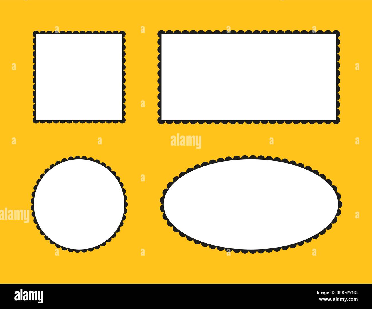 Scalloped vintage frames. Rectangle, ellipse shapes backgrounds. Labels ...