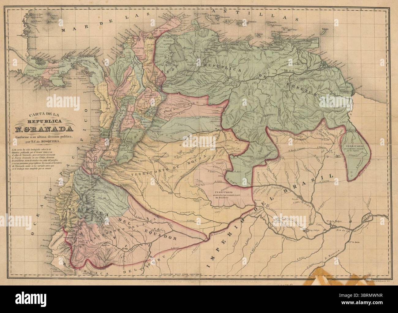 Mapa de la Nueva Granada (1852 Stock Photo - Alamy