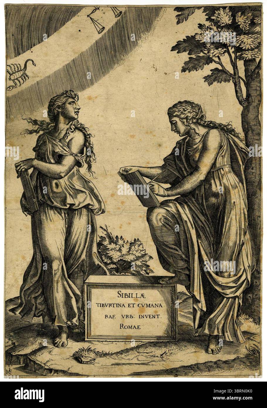 Marcantonio - After - A woman standing at right, resting her right foot ...