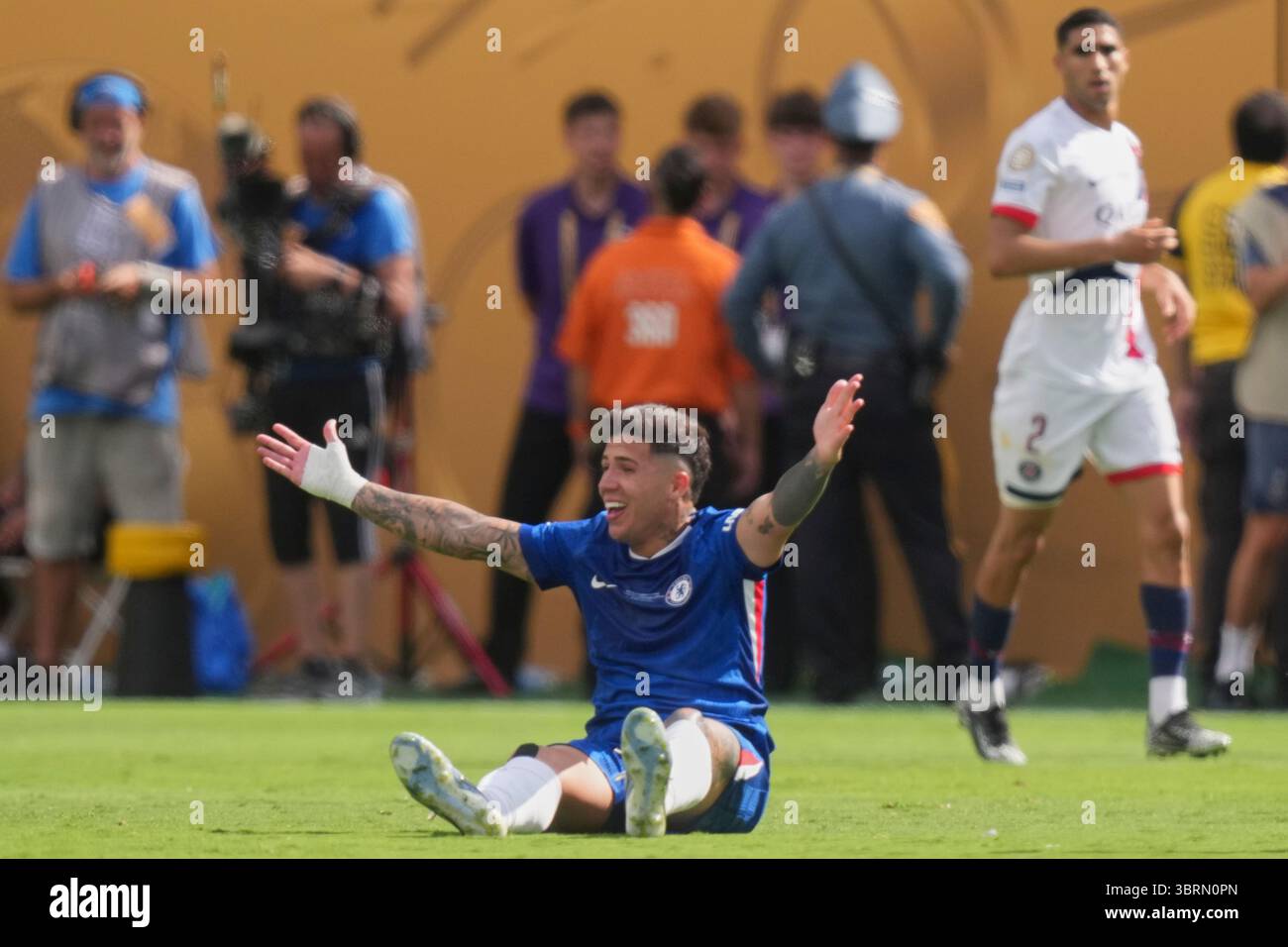 Chelsea's Enzo Fernandez reacts during the Club World Cup final soccer ...