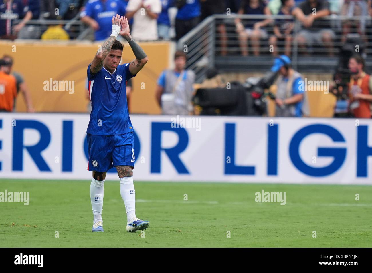 Chelsea's Enzo Fernandez (8) applauds fans as he is substituted off ...