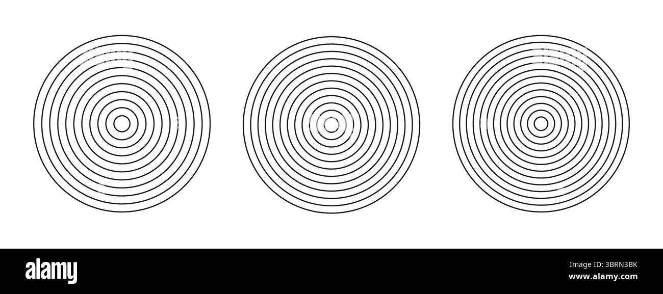 Set of polar grids concentric circles. Wheel of life or habits tracker ...
