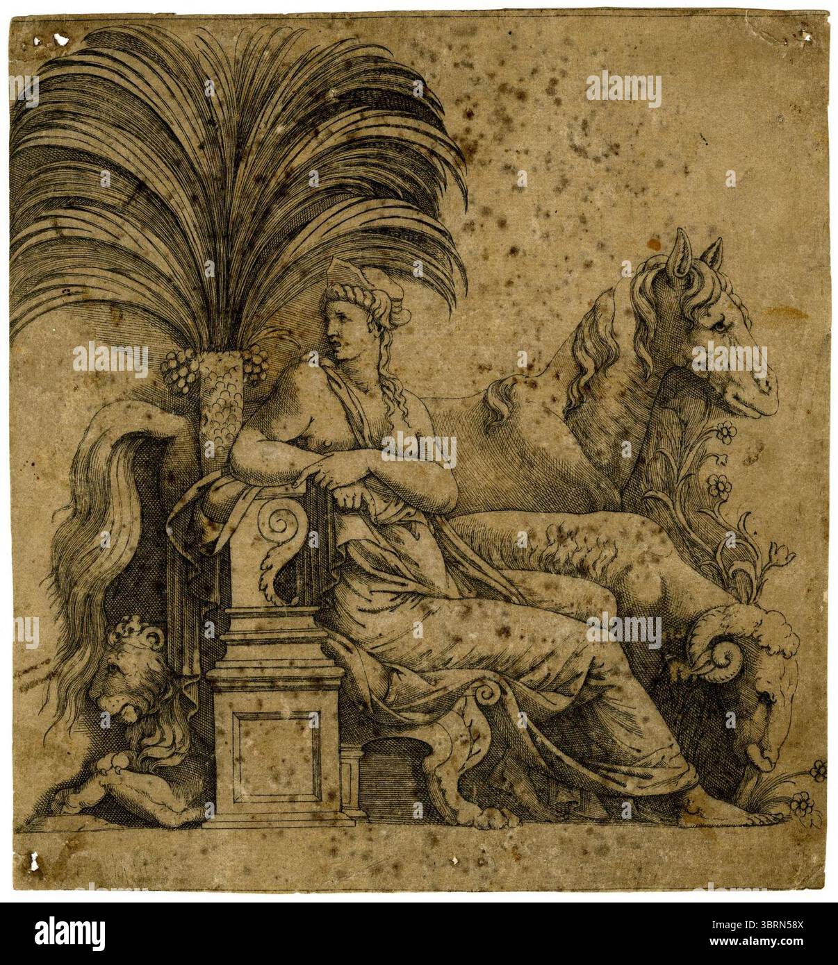 Marco da Ravenna - MannerStyle of - A woman (possibly Cleopatra) seated ...