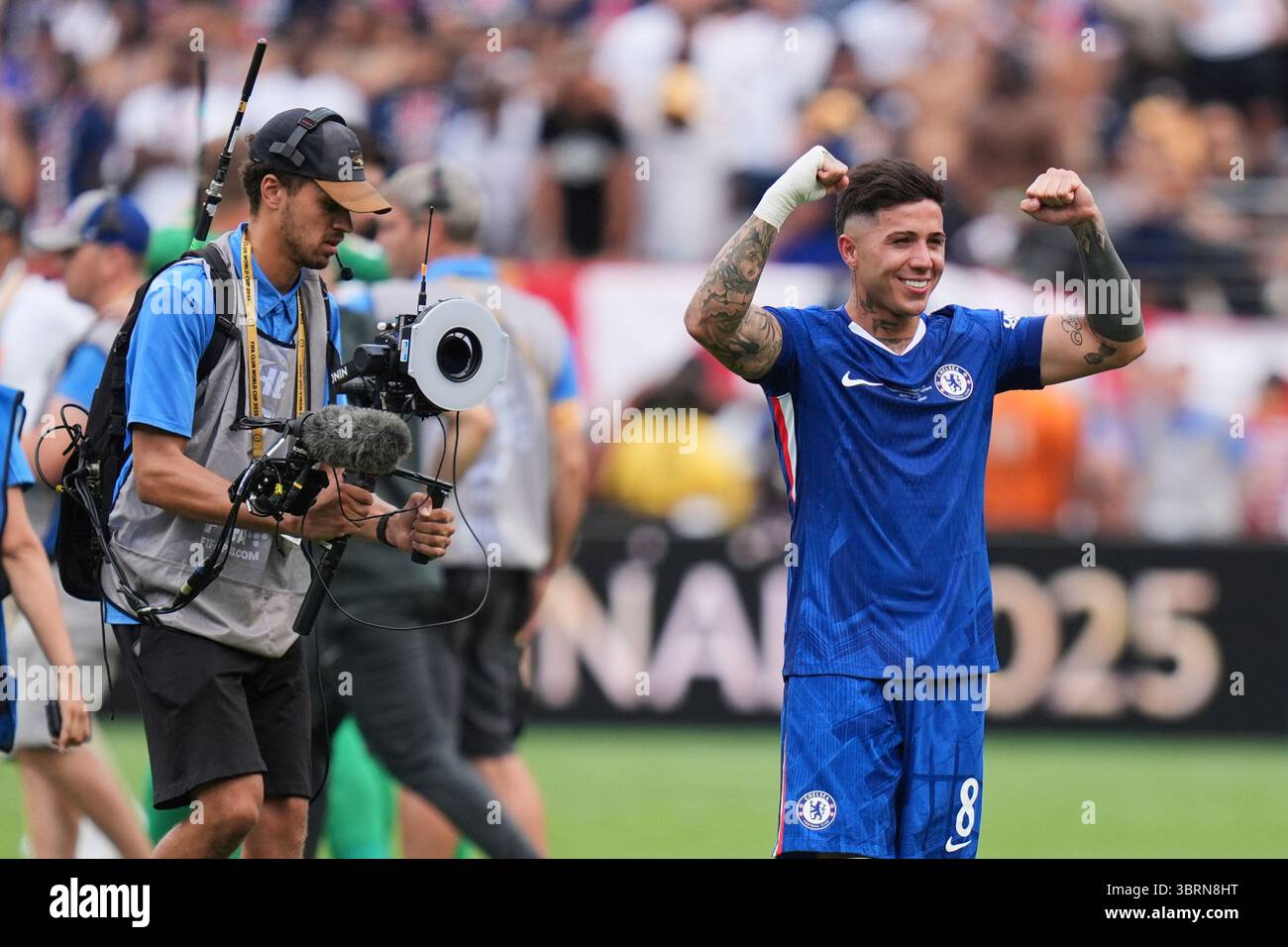 Chelsea's Enzo Fernandez (8) celebrates winning the Club World Cup ...