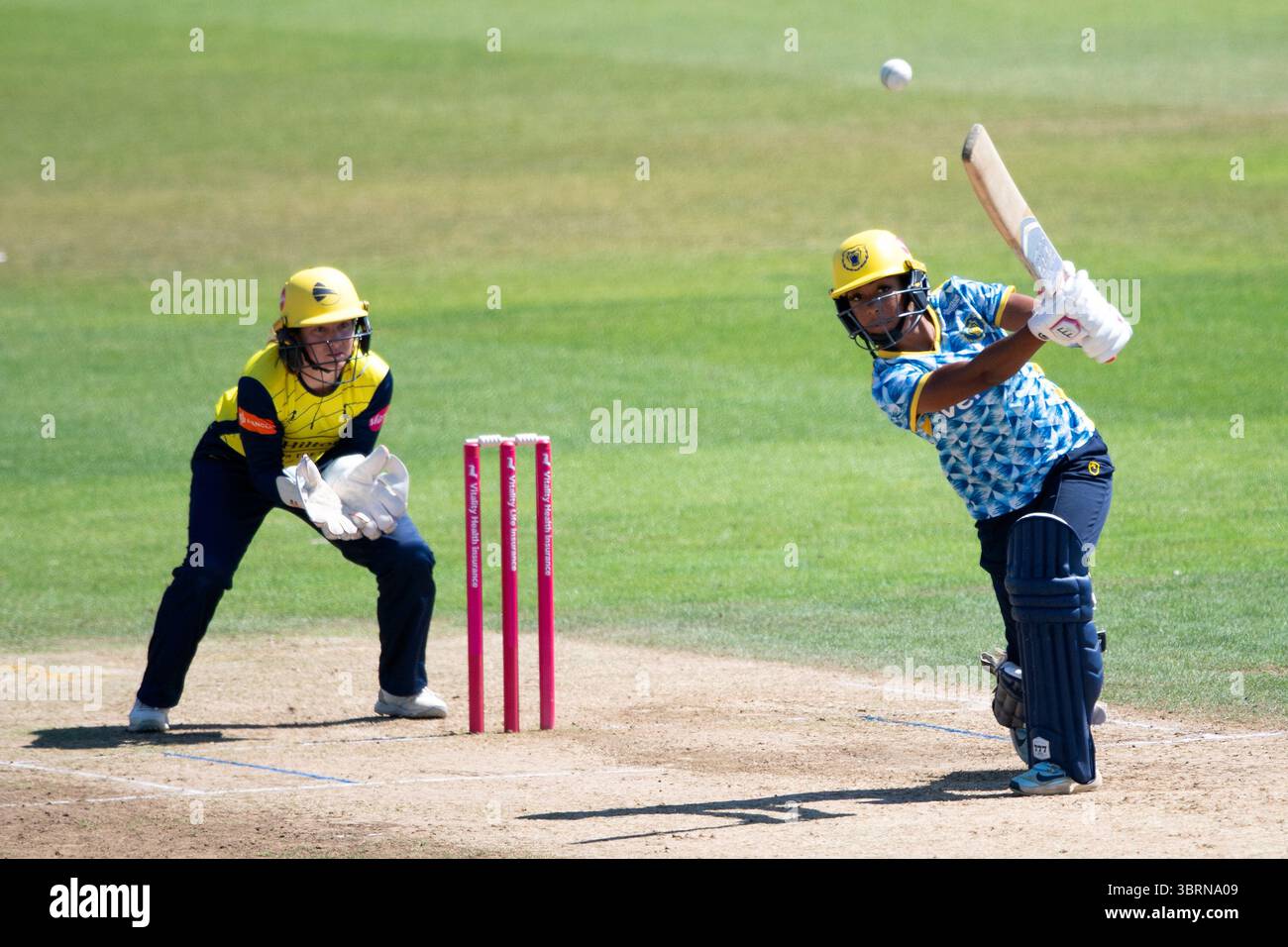 Southampton, UK, 13 July 2025. Davina Perrin of Bears Women batting ...
