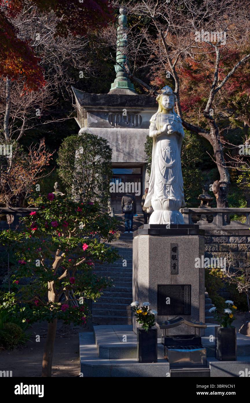 Akebono Kannon statue (goddess of mercy) at Kenchoji Zen Buddhist temple, the oldest Zen temple ...